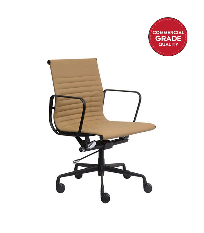 AREO - REPLICA EAMES MEDIUM BACK CHAIR - MATT BLACK ALUMINIUM – Chairs R Us