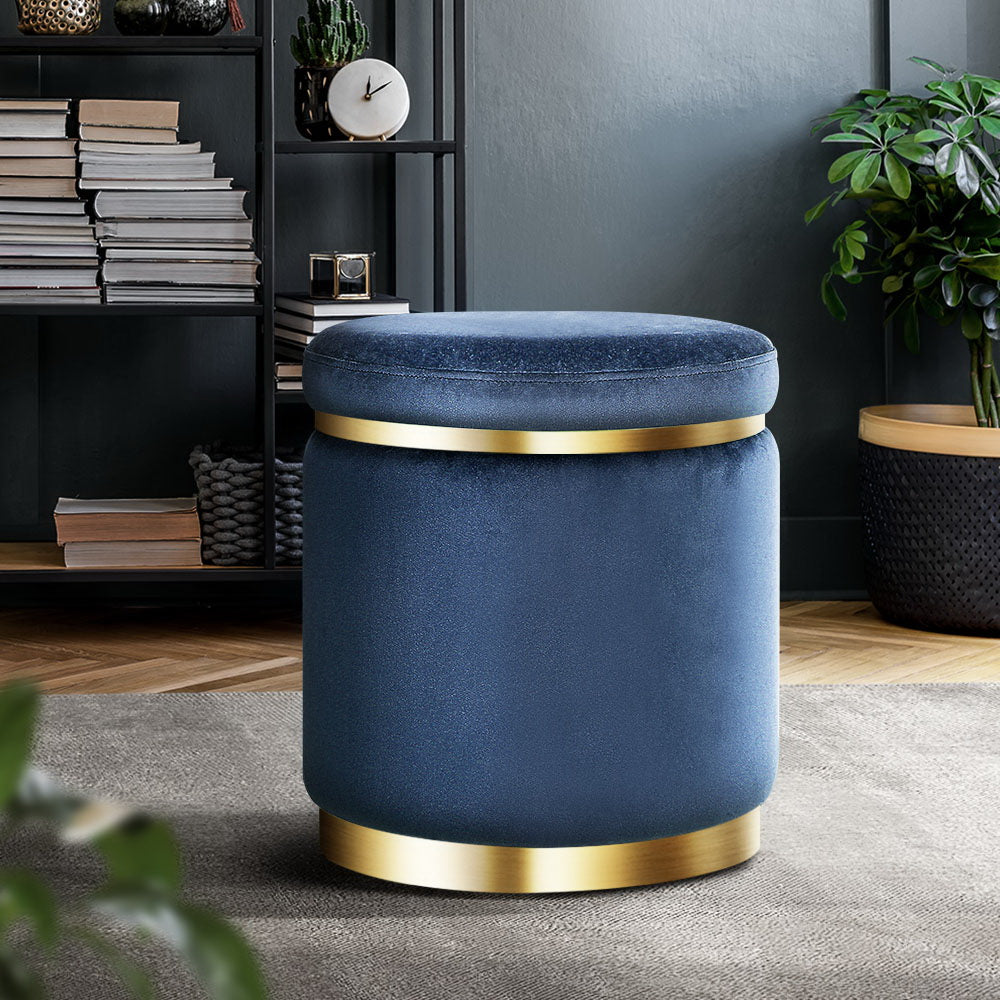 Navy pouffe stool store