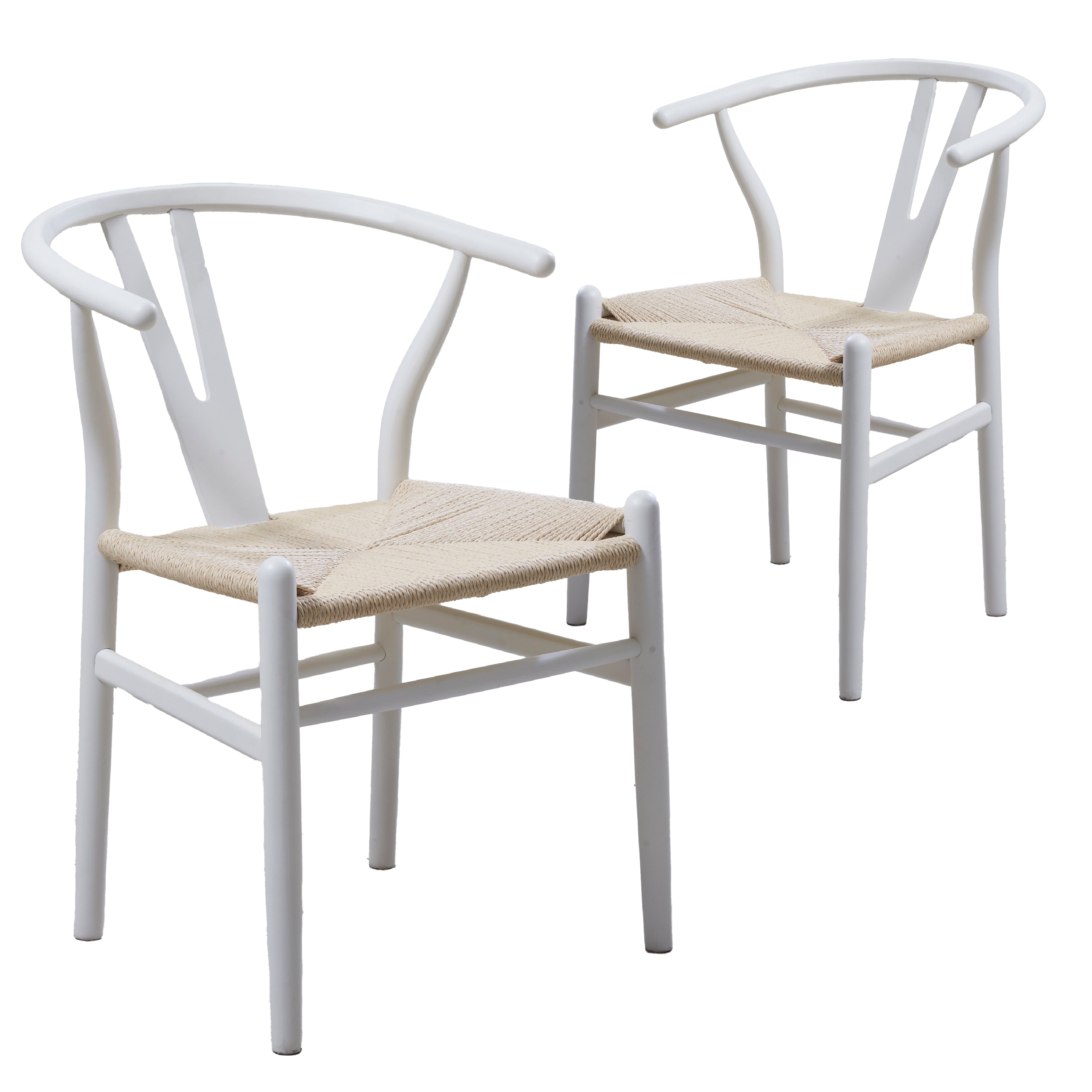 White Hans Wegner Replica Wishbone Chairs (Set of 2) – Chairs R Us