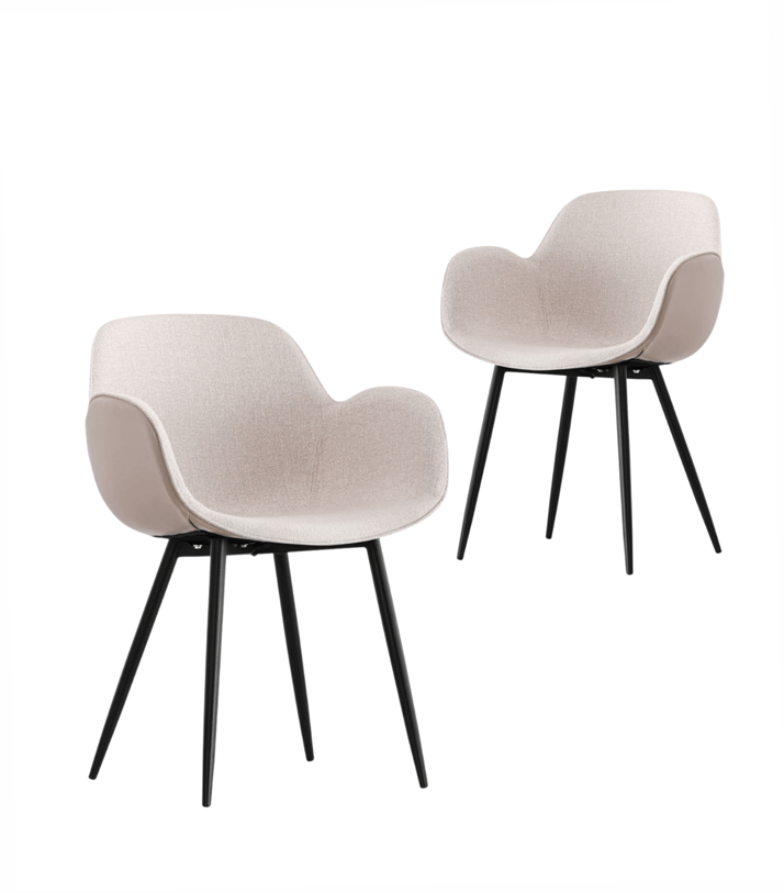 Loney Light Grey Upholstered PU Fabric Dining Chair Set of 2 – Chairs R Us